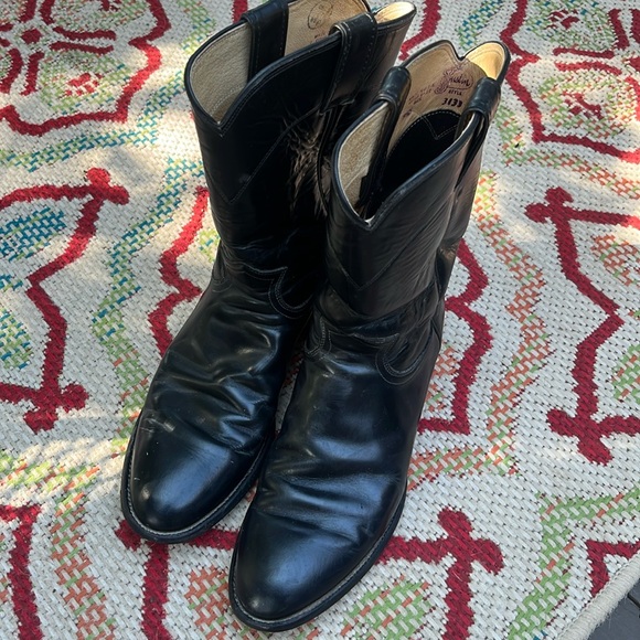 Justin Boots | Shoes | 8s Justin Black Leather Cowboy Boots | Poshmark